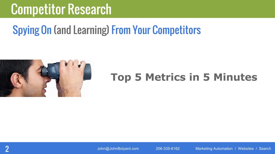 John Bolyard SEO Workshop Competitor Research » More Traffic. More Leads. More Business.